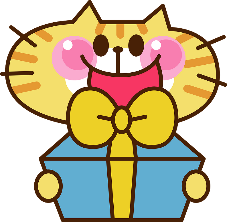 Yellow Cat Is giving a gift clipart. Free download transparent .PNG ...