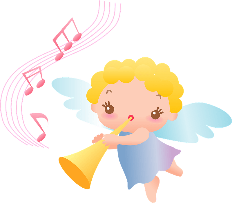 Angel blowing bugle clipart. Free download transparent .PNG | Creazilla