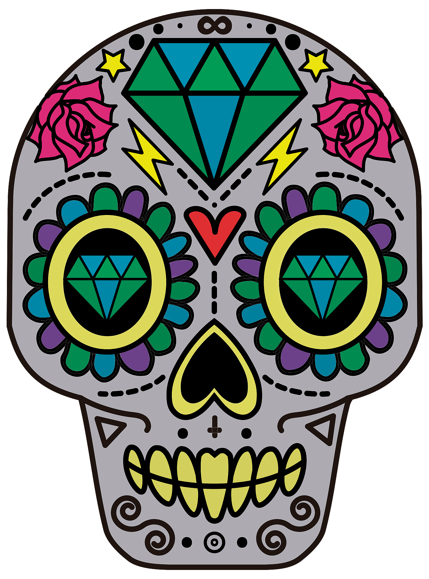 Colorful Sugar Skull Clipart