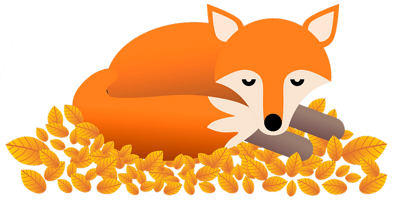Fox sleeping on yellow leaves clipart. Free download transparent .PNG ...
