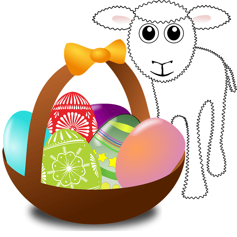 Funny lamb with easter eggs in a basket - Free vector clipart images on ...