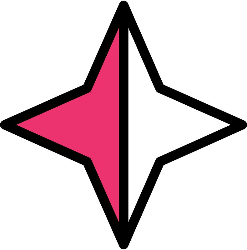 Pink Four-pointed star fractions 1:2 clipart. Free download transparent ...