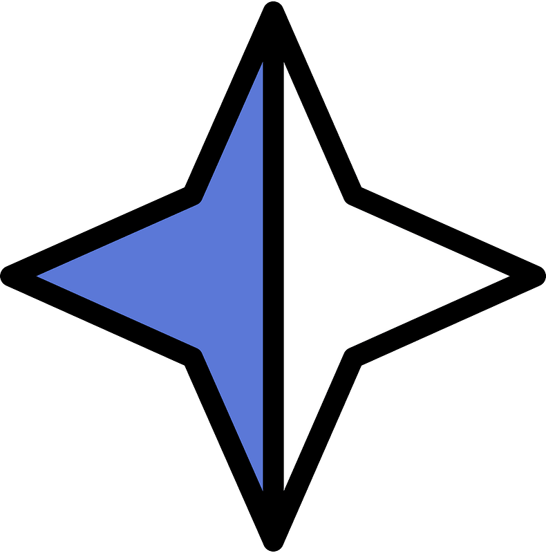 Ultramarine Four-pointed star fractions 1:2 clipart. Free download ...