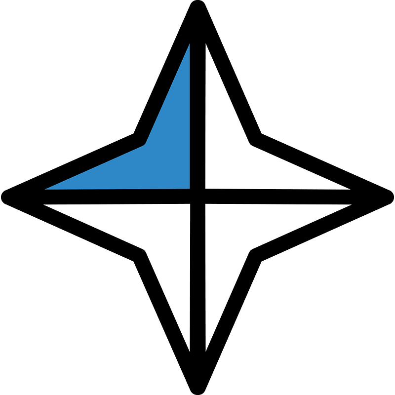 Blue Four-pointed star fractions 1:4 - Free vector clipart images on ...