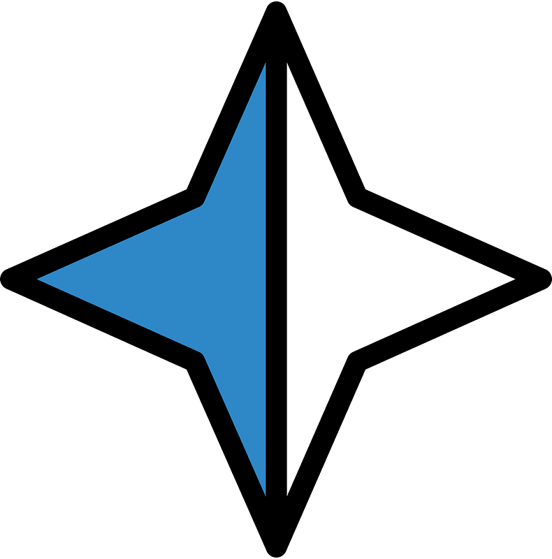 Blue Four-pointed star fractions 1:2 clipart. Free download transparent ...