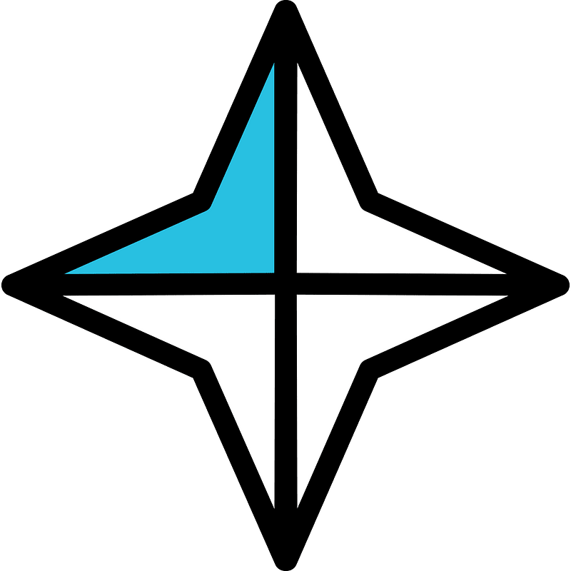 Cerulean-Blue Four-pointed star fractions 1:4 clipart. Free download ...