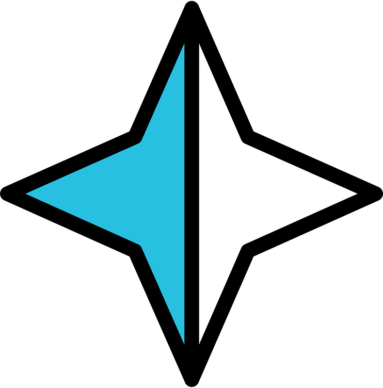 Cerulean-Blue Four-pointed star fractions 1:2 clipart. Free download ...