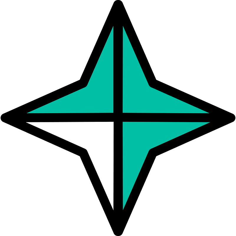 Teal-Green Four-pointed star fractions 3:4 clipart. Free download ...