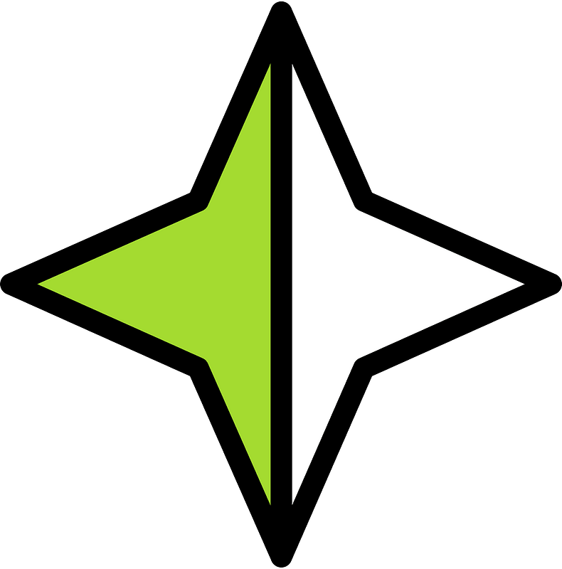 Lime Four-pointed star fractions 1:2 clipart. Free download transparent ...