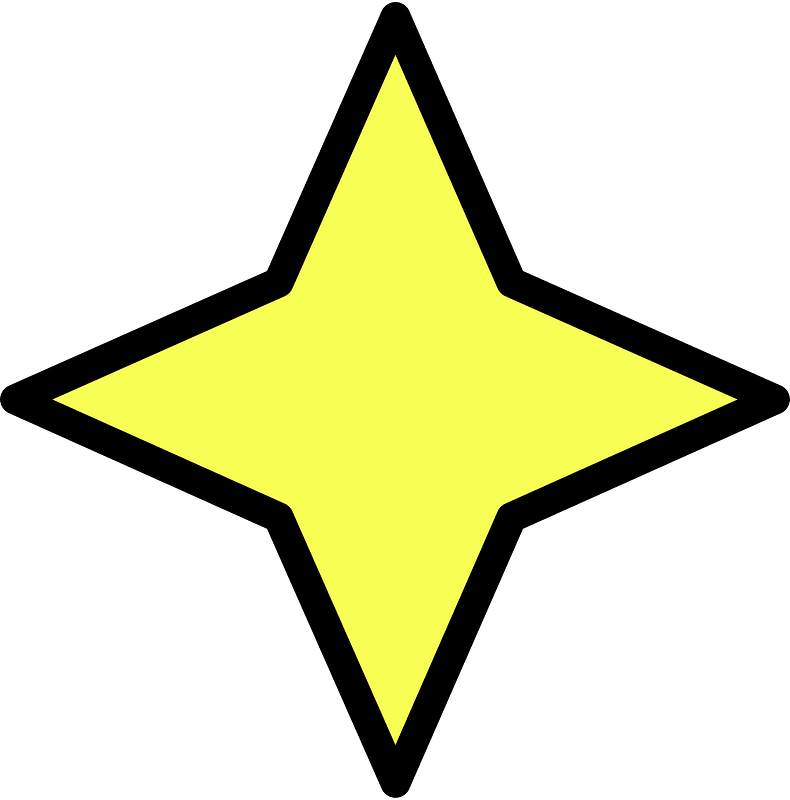 Yellow Four-pointed star fractions 1:1 clipart. Free download ...