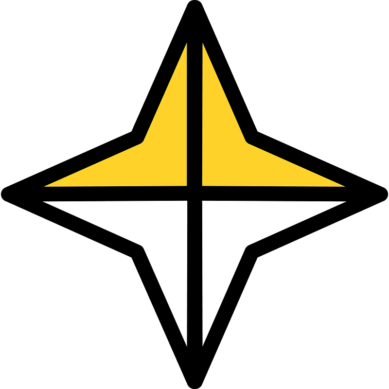 Yellow-Amber Four-pointed star fractions 2:4 clipart. Free download ...