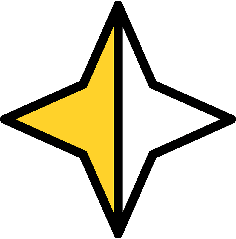 Yellow-Amber Four-pointed star fractions 1:2 clipart. Free download ...