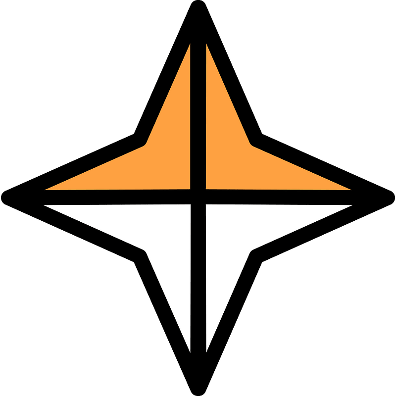 Orange Four-pointed star fractions 2:4 clipart. Free download ...