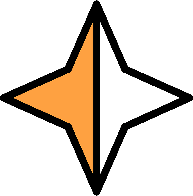 Orange Four-pointed star fractions 1:2 clipart. Free download ...