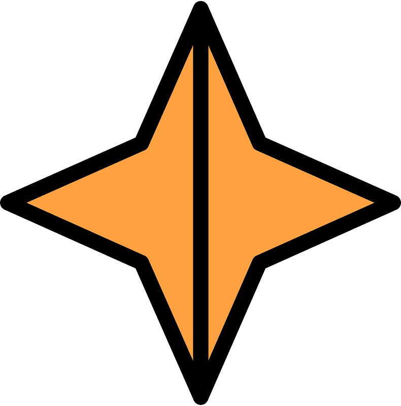 Orange Four-pointed star fractions 2:2 clipart. Free download ...