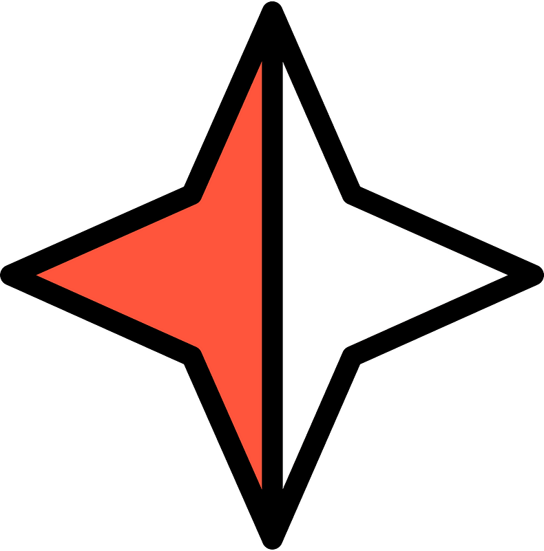 Vermilion Four-pointed star fractions 1:2 clipart. Free download ...