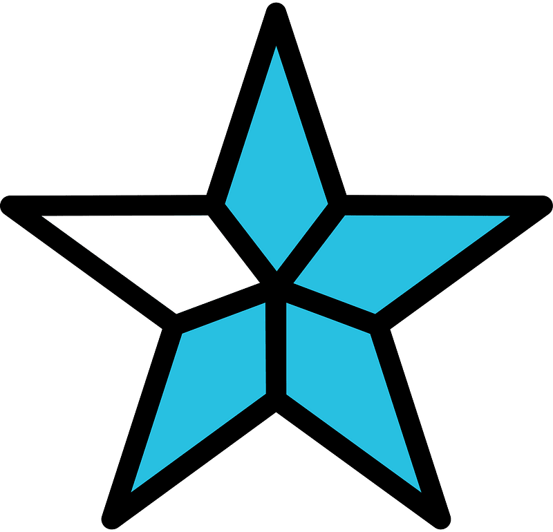 Cerulean-Blue Five-pointed Star Fractions 7:5 clipart. Free download ...