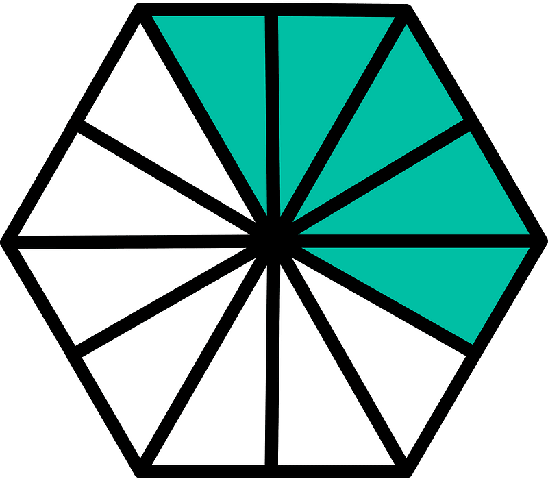 Teal-Green Hexagon Fraction 5:12 - Free vector clipart images on ...