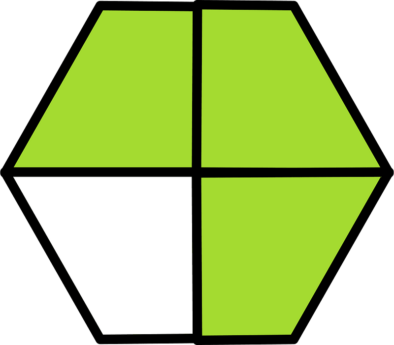 Lime Hexagon Fraction 3:4 - Free vector clipart images on creazilla.com