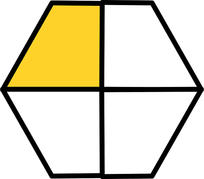 Yellow-Amber Hexagon Fraction 1:4 clipart. Free download transparent ...