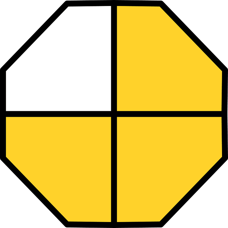 Yellow-Amber Octagon Fraction 3:4 clipart. Free download transparent ...