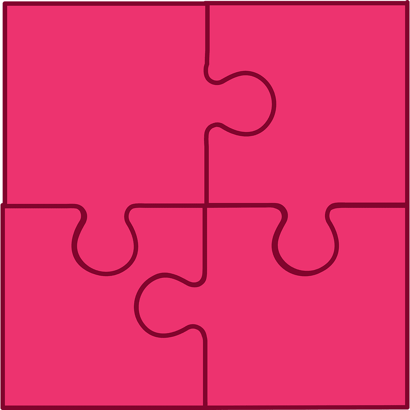 Pink jigsaw puzzle of 4 pieces clipart. Free download transparent .PNG ...