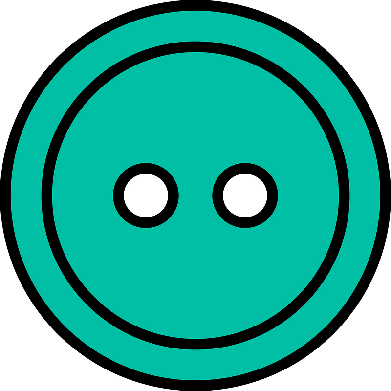 Teal-Green round button with two holes clipart. Free download ...