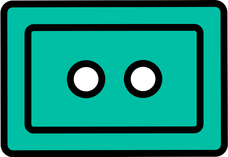Teal-Green rectangle button with two holes clipart. Free download ...