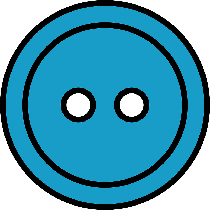 Teal-Blue round button with two holes clipart. Free download ...