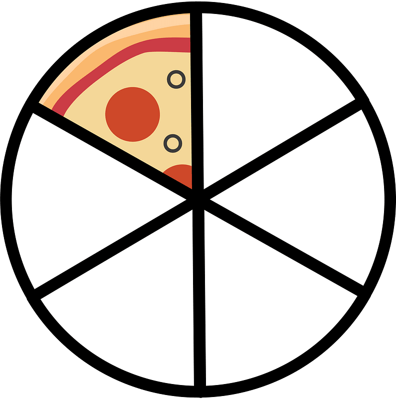 Pizza Fractions 1:6 clipart. Free download transparent .PNG | Creazilla