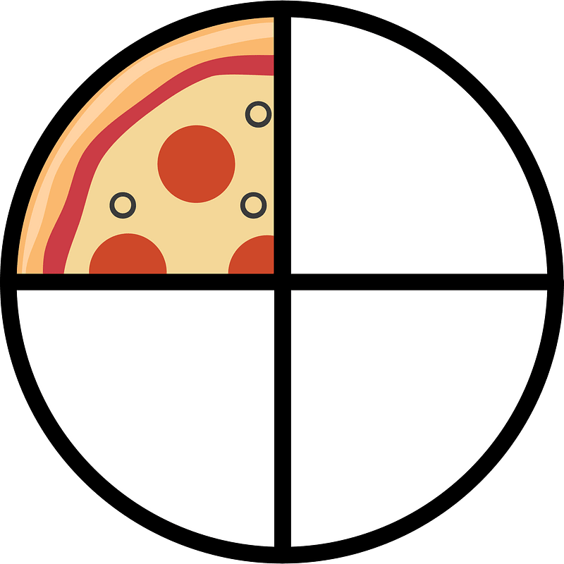 Pizza Fractions 1:4 clipart. Free download transparent .PNG | Creazilla