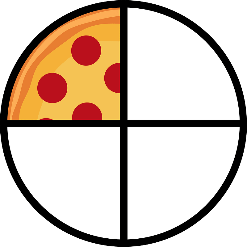 Tomato Pizza Fractions 1:4 - Free vector clipart images on creazilla.com