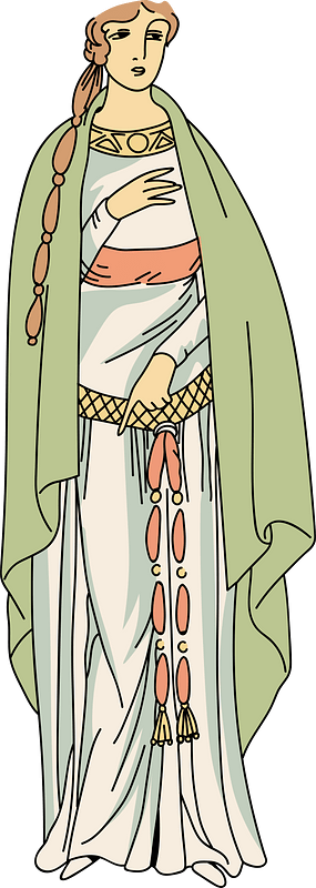 Gallic lady dressed in a robe which is tight to the body and full at ...