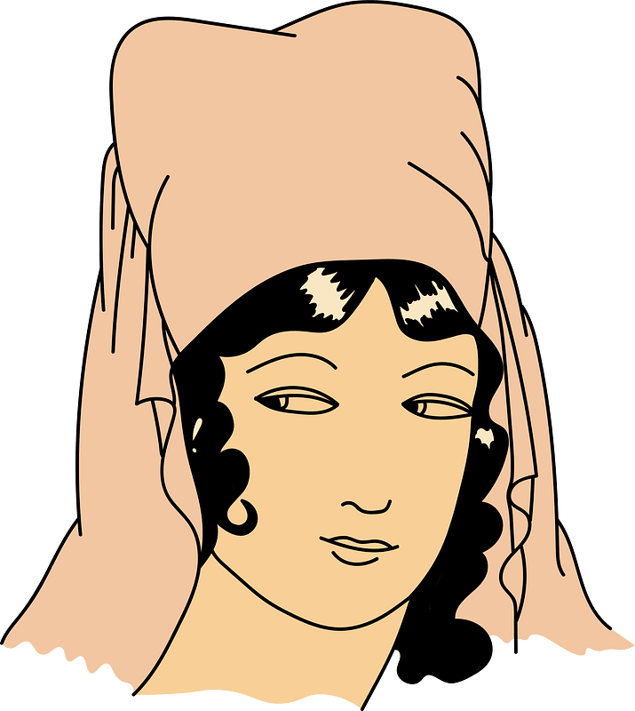 Greco-Roman headdress in old rose form which hangs a veil clipart. Free ...