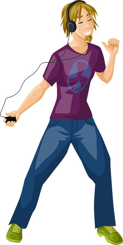 Man is dancing and listening to music clipart. Free download ...