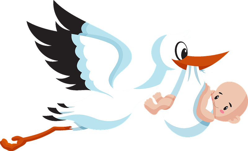 Crane with a baby clipart. Free download transparent .PNG | Creazilla