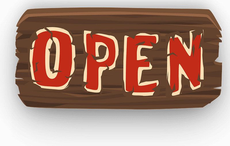 Flat brown red wooden open sign - Free vector clipart images on ...
