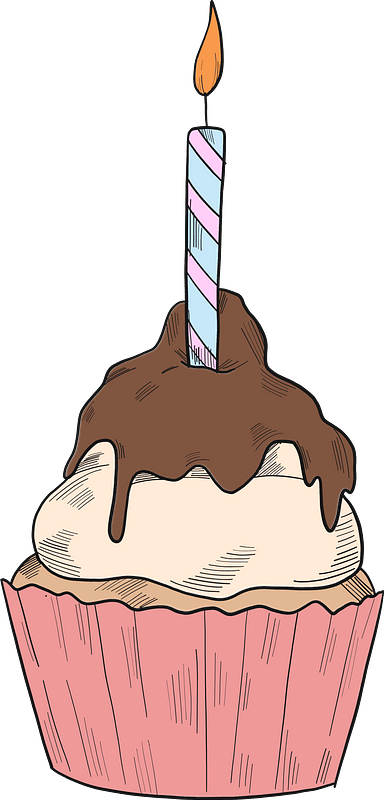 Birthday Cupcakes With Candle Clipart
