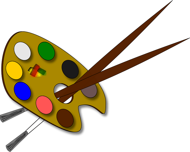 Artist's Paint Palette and Brushes - Free vector clipart images on ...