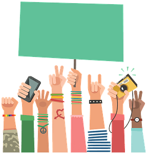 Many Hands Holding a Sign - Free vector clipart images on creazilla.com