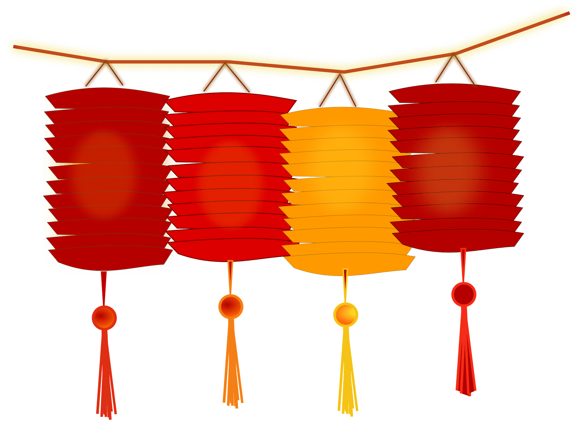 Vector Set Of Chinese New Year Lanterns Simple Colorful Decorative