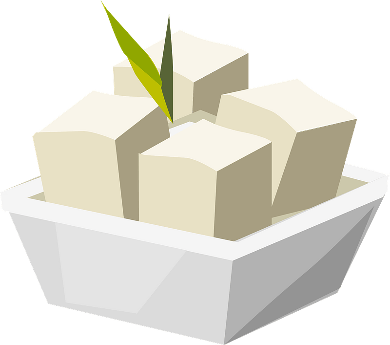 Tofu cubes in a dish clipart. Free download transparent .PNG | Creazilla