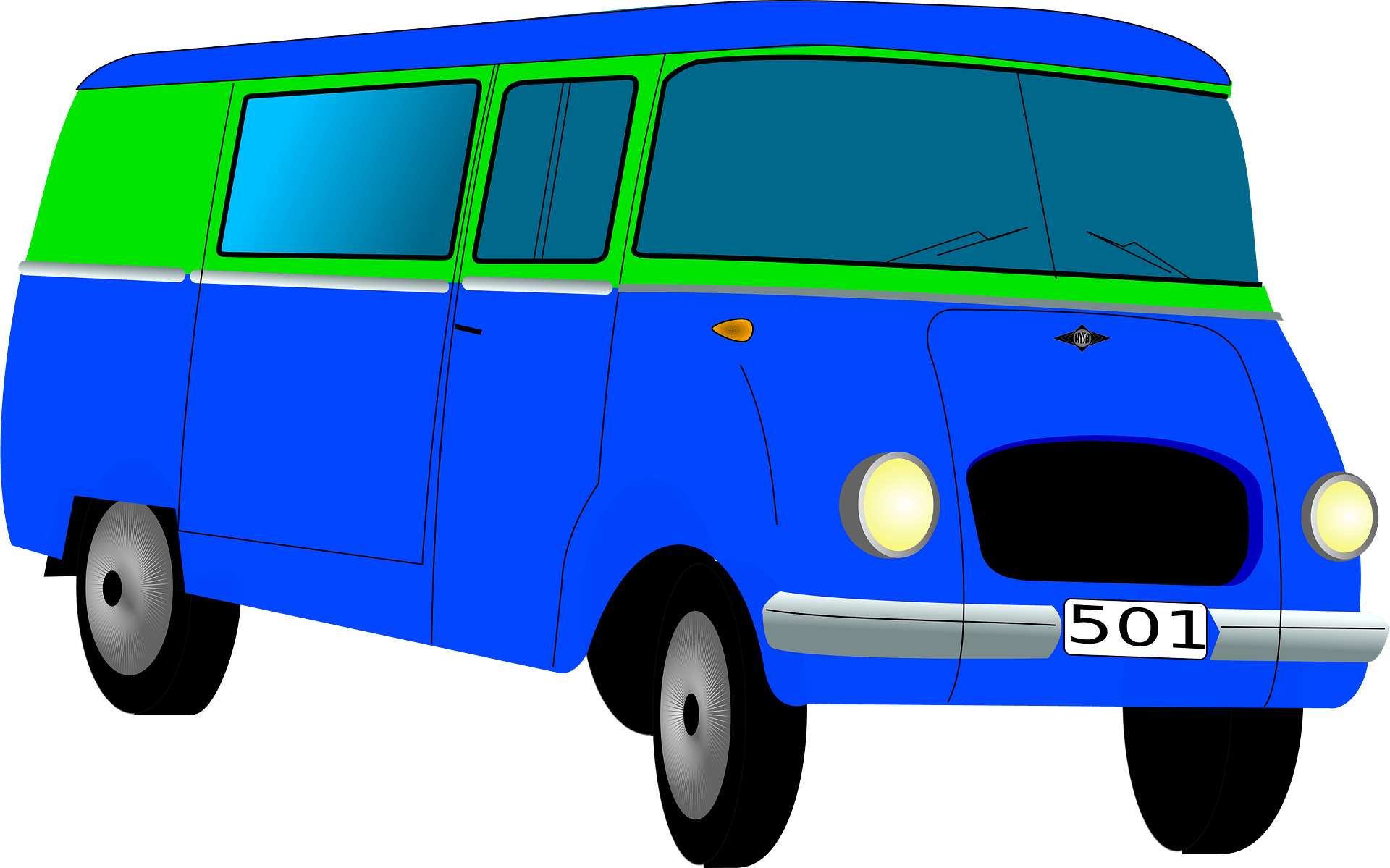 Blue Minivan Clipart