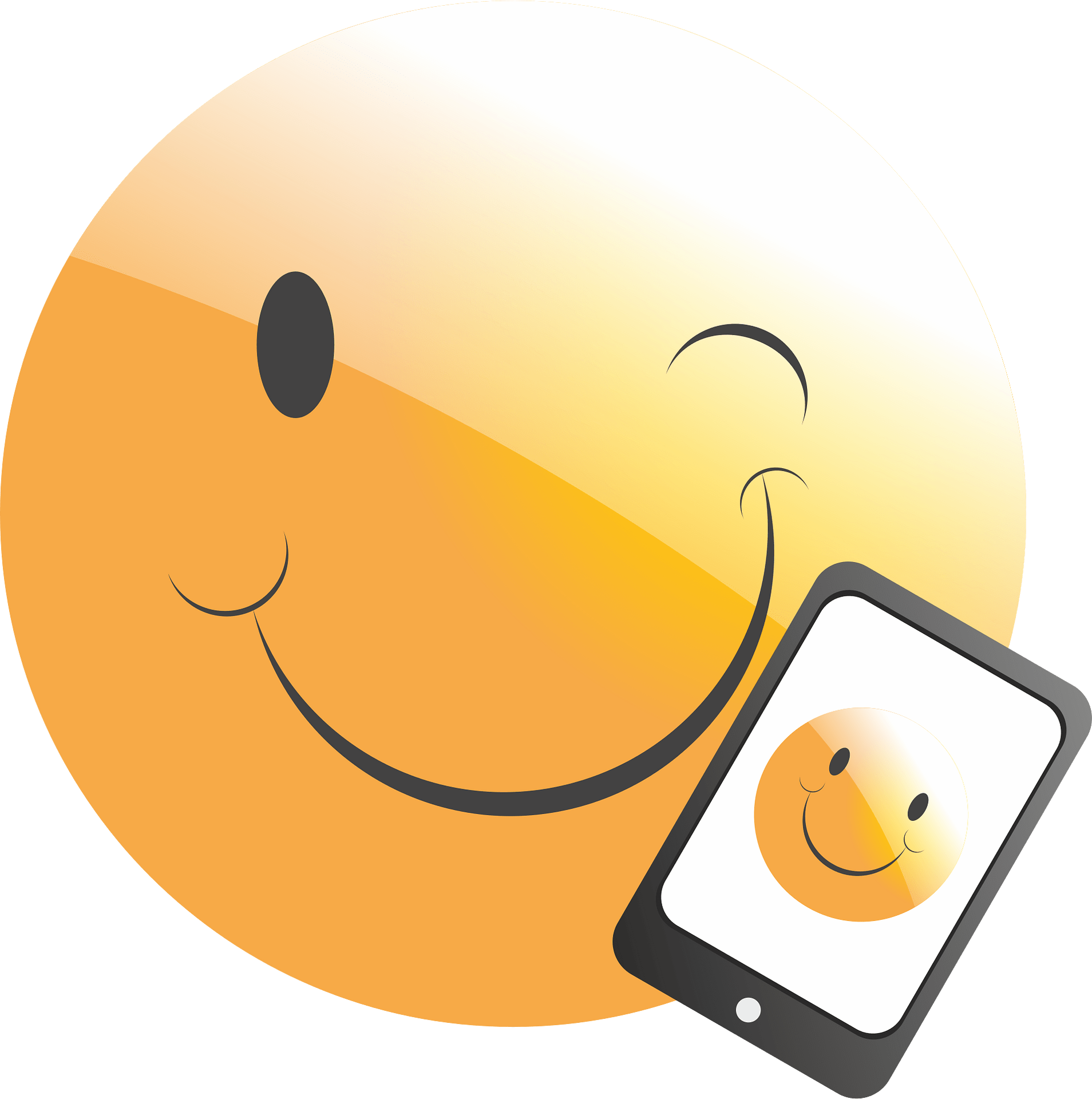 Smiley Face With Cell Phone Clipart