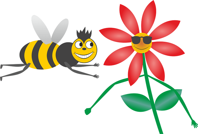 Bees Pollinate Flowers Animation Clipart