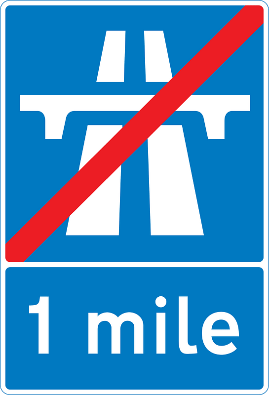 End of motorway regulations, including the national speed limit in 1 ...