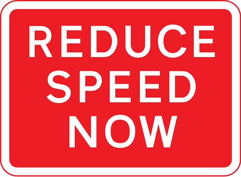 Plate used with warning signs where a reduction in speed is necessary ...