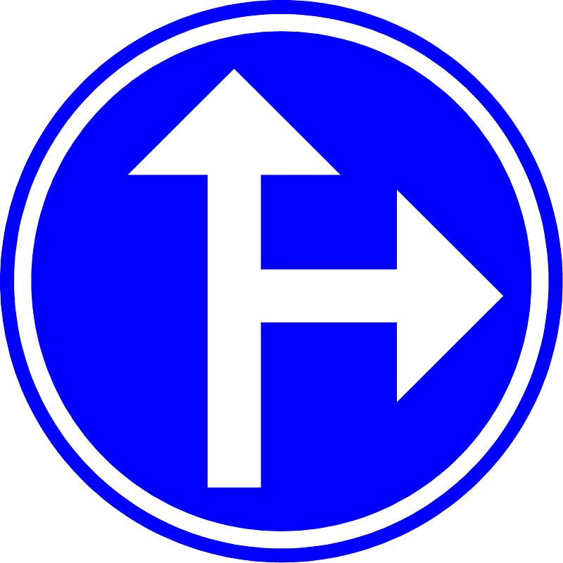 Proceed straight or turn right only sign in Belgium clipart. Free ...