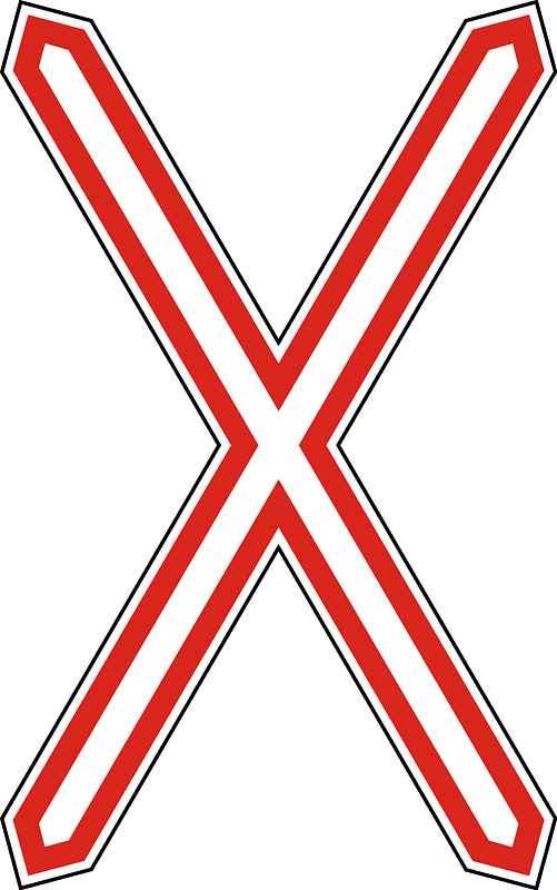 Level crossing (one track) sign in Hungary clipart. Free download ...