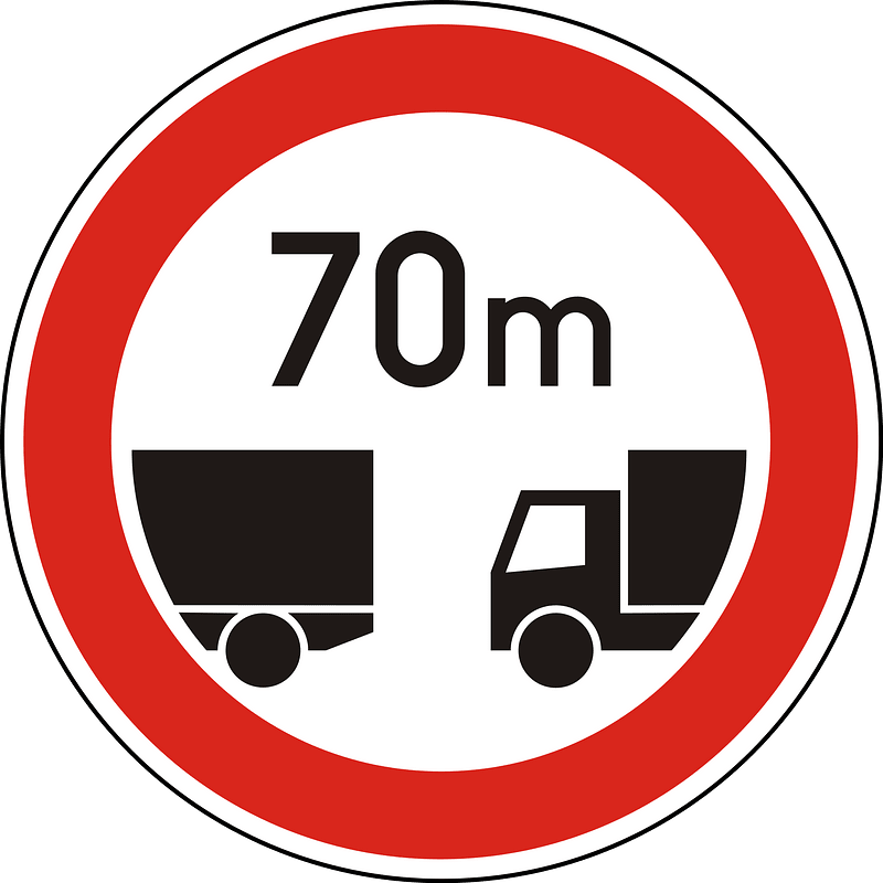 Minimum safe following distance between vehicles sign in Hungary - Free ...